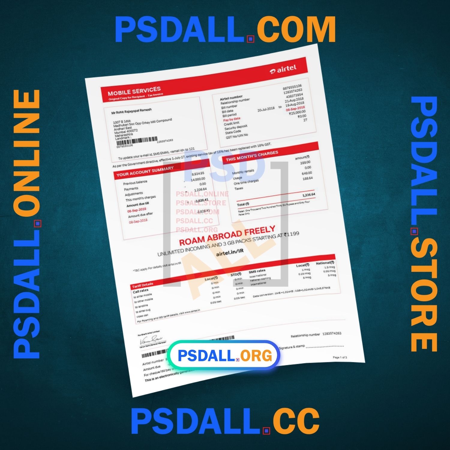 Airtel Mobile Bill Template in PDF Format - psdall.org