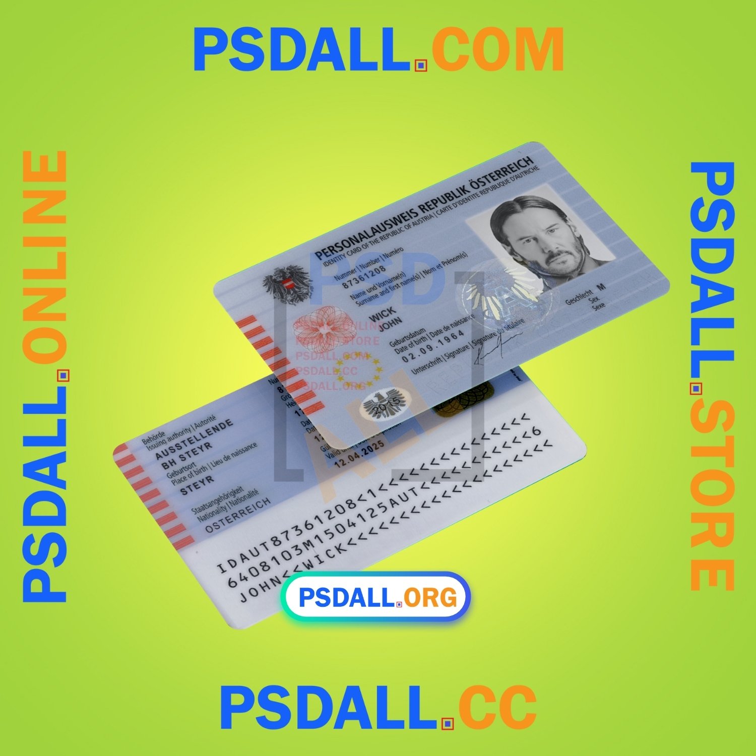 Austria ID Card PSD Template V2 - psdall.org