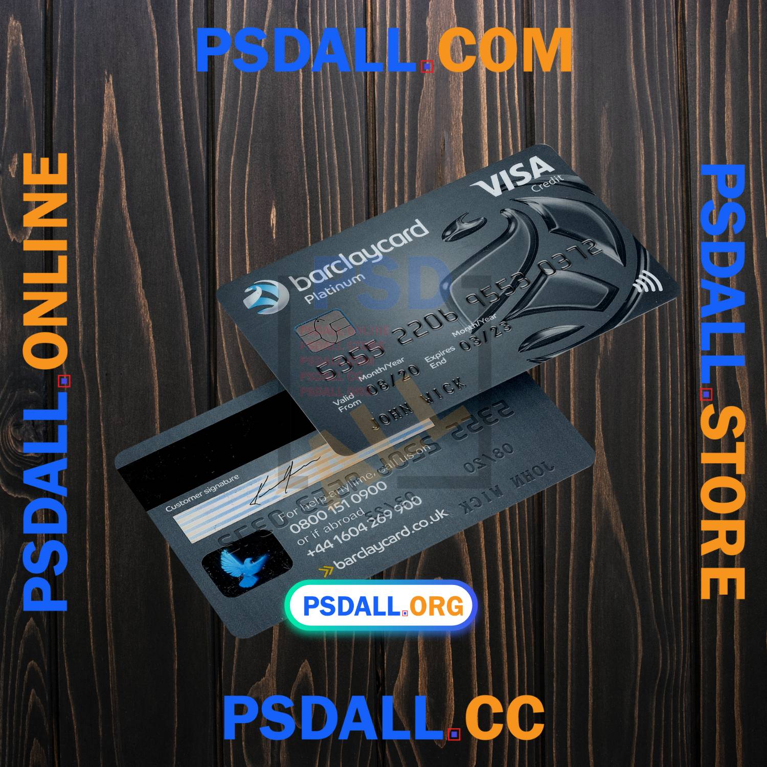 BarclayCard Platinum Visa Card PSD Template - psdall.org