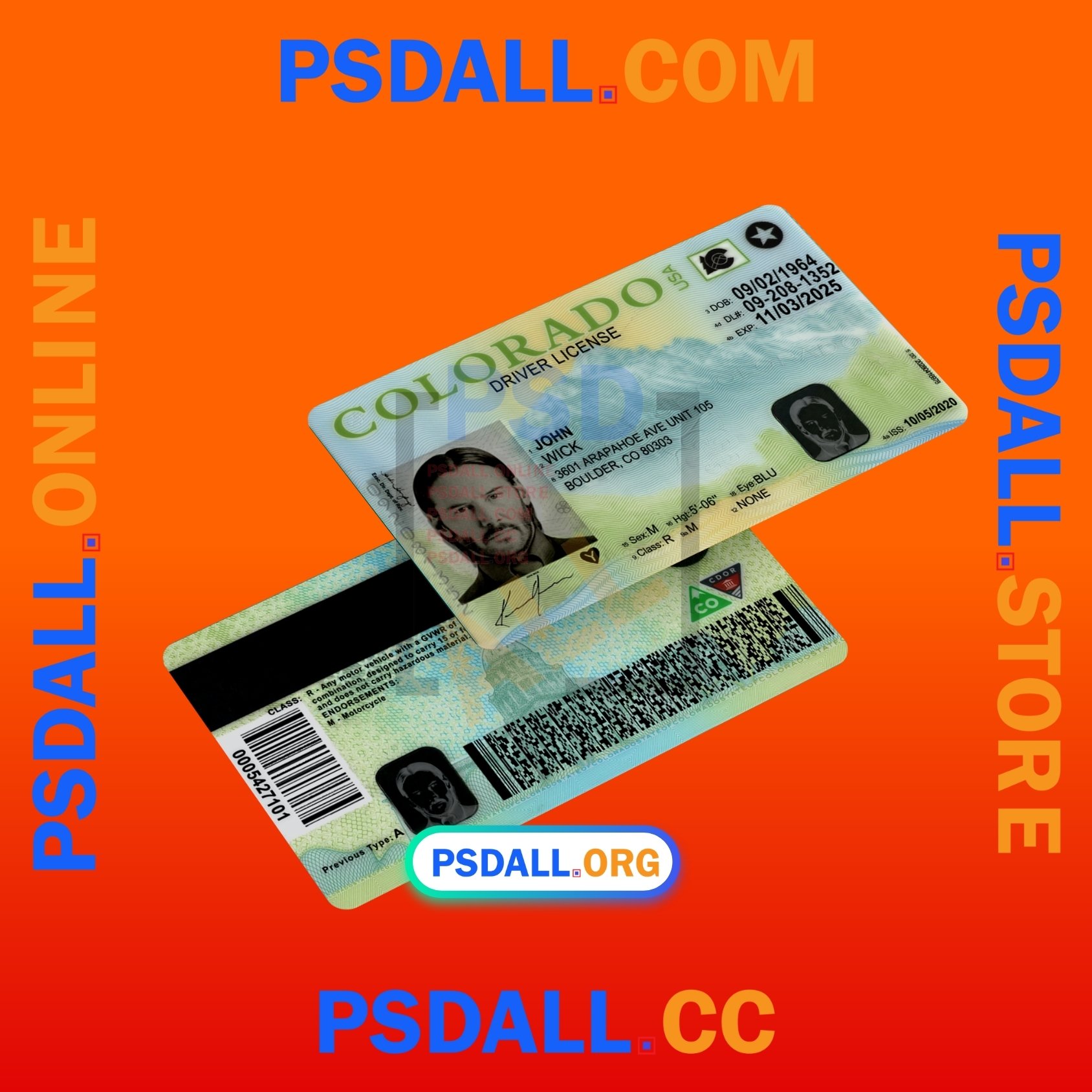 Colorado Driver License PSD Template V4 - psdall.org