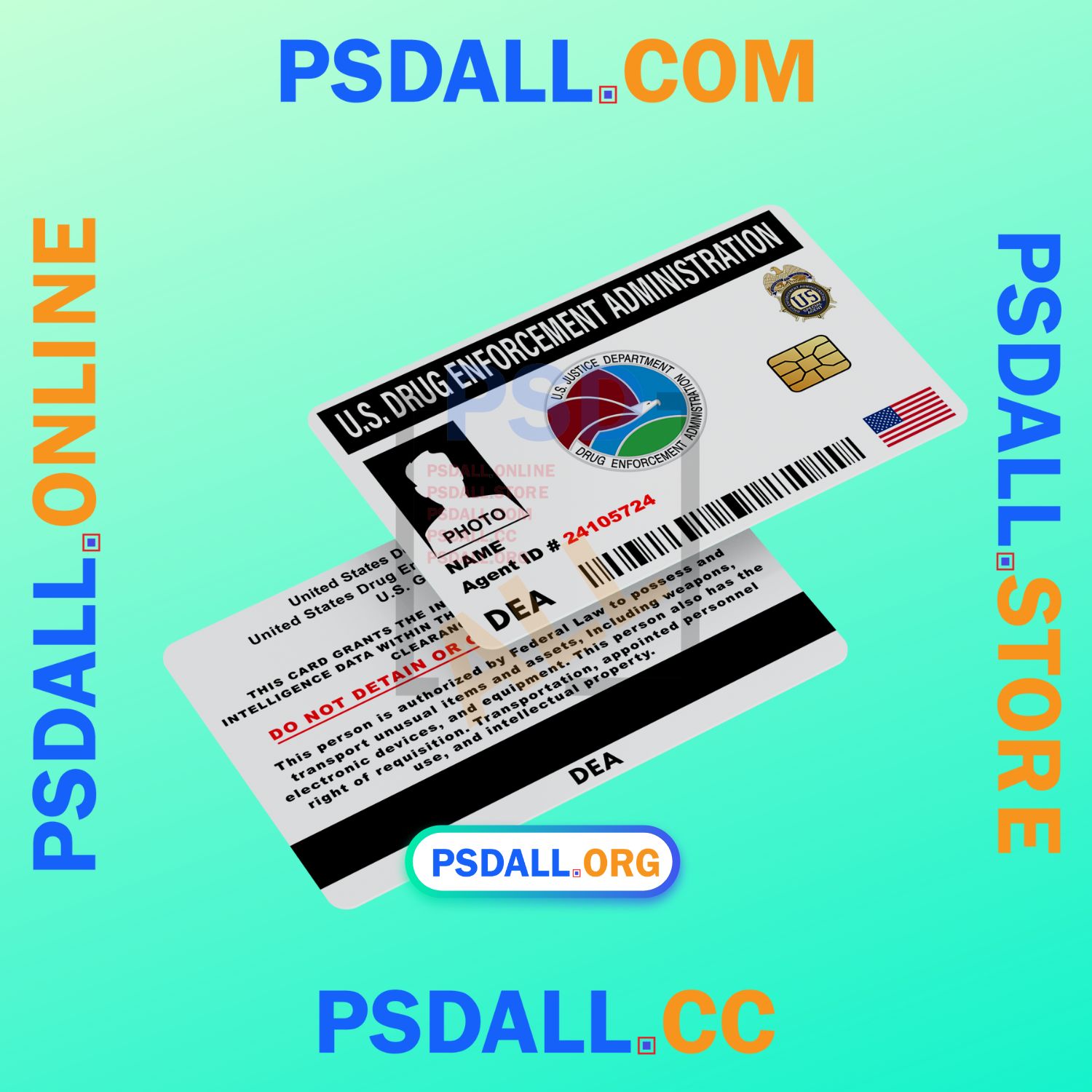 DEA Drug Enforcement Agency ID Card Vector Template V1 - psdall.org