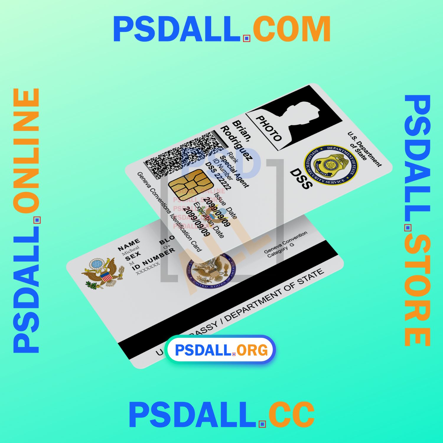DSS – Diplomatic Security Services ID Card Vector Template - psdall.org